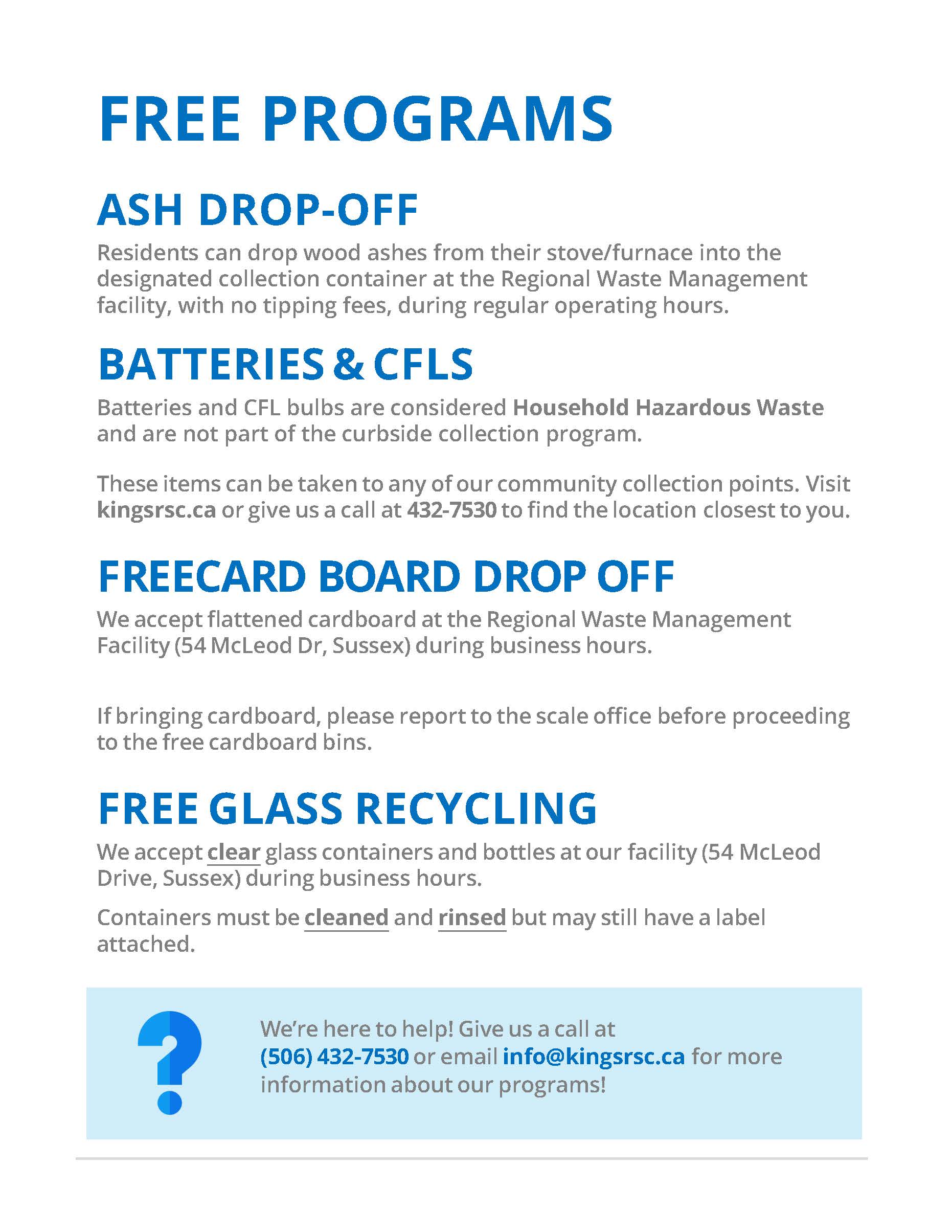 Free Recycling Programs – KingsRSC